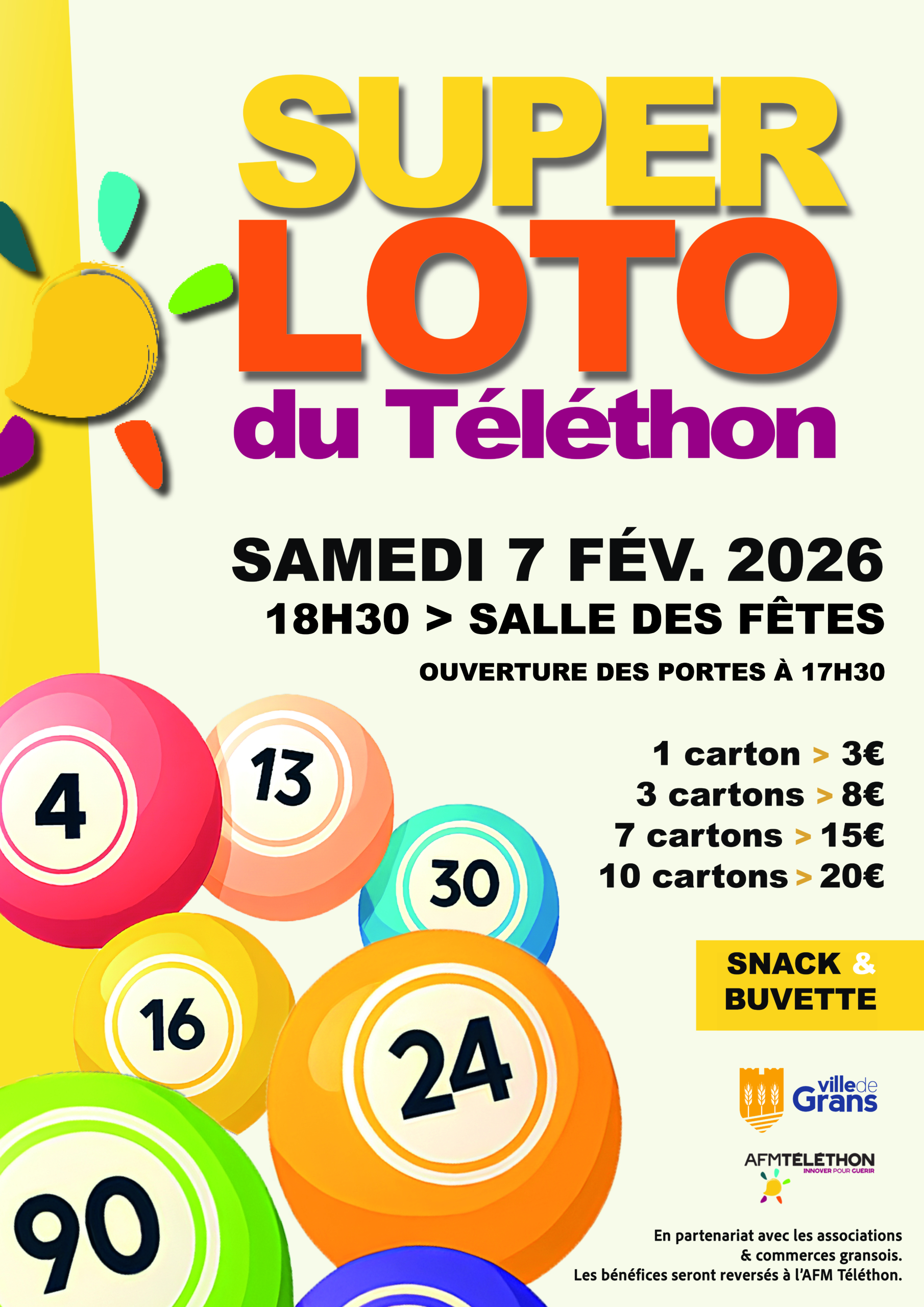 Loto du Téléthon | Agenda | Ville de Grans